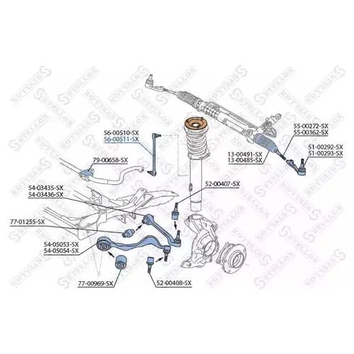 Тяга стабилизатора переднего правая BMW E87 / E90 / E91 ALL 04] STELLOX 5600511SX