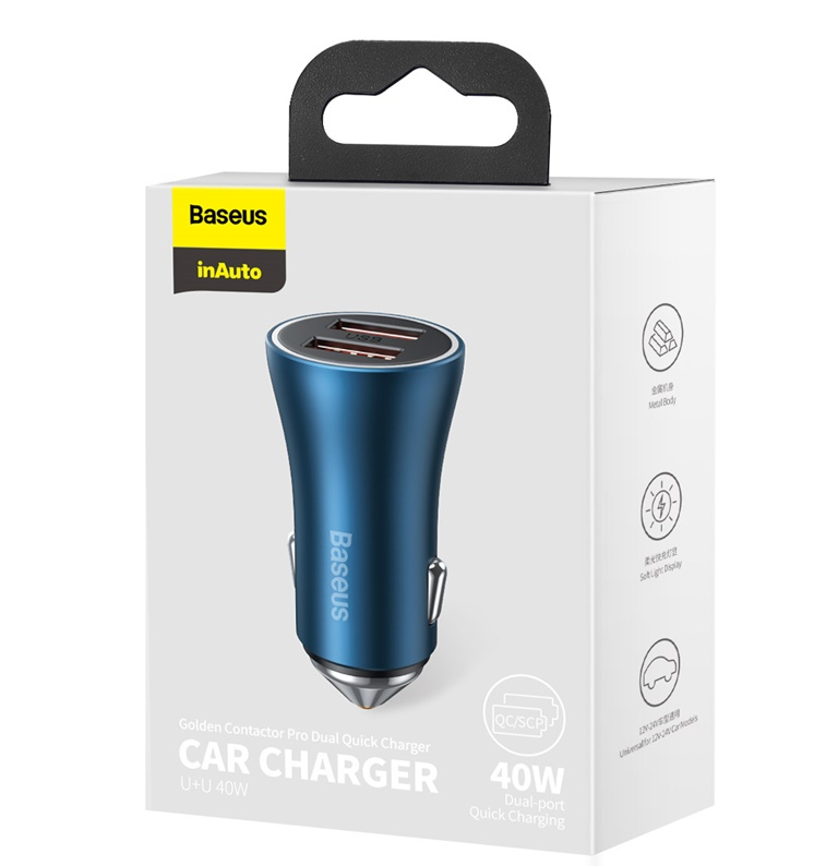 Переходник АЗУ на 2 USB 40W CCJD-A03 Baseus синий (IS004902)