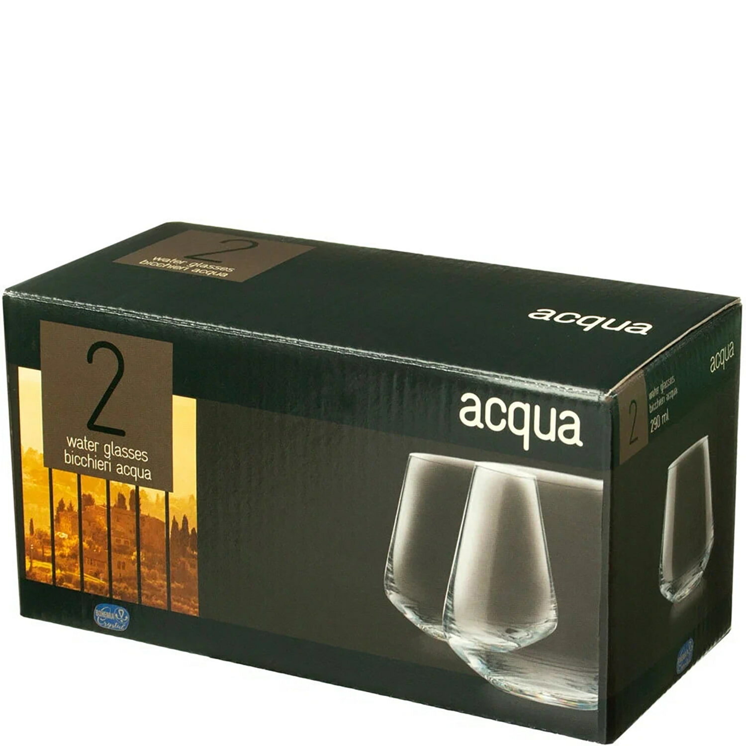 Набор стаканов для воды Bohemia Crystal Acqua, хрустальное стекло, 2х290 мл