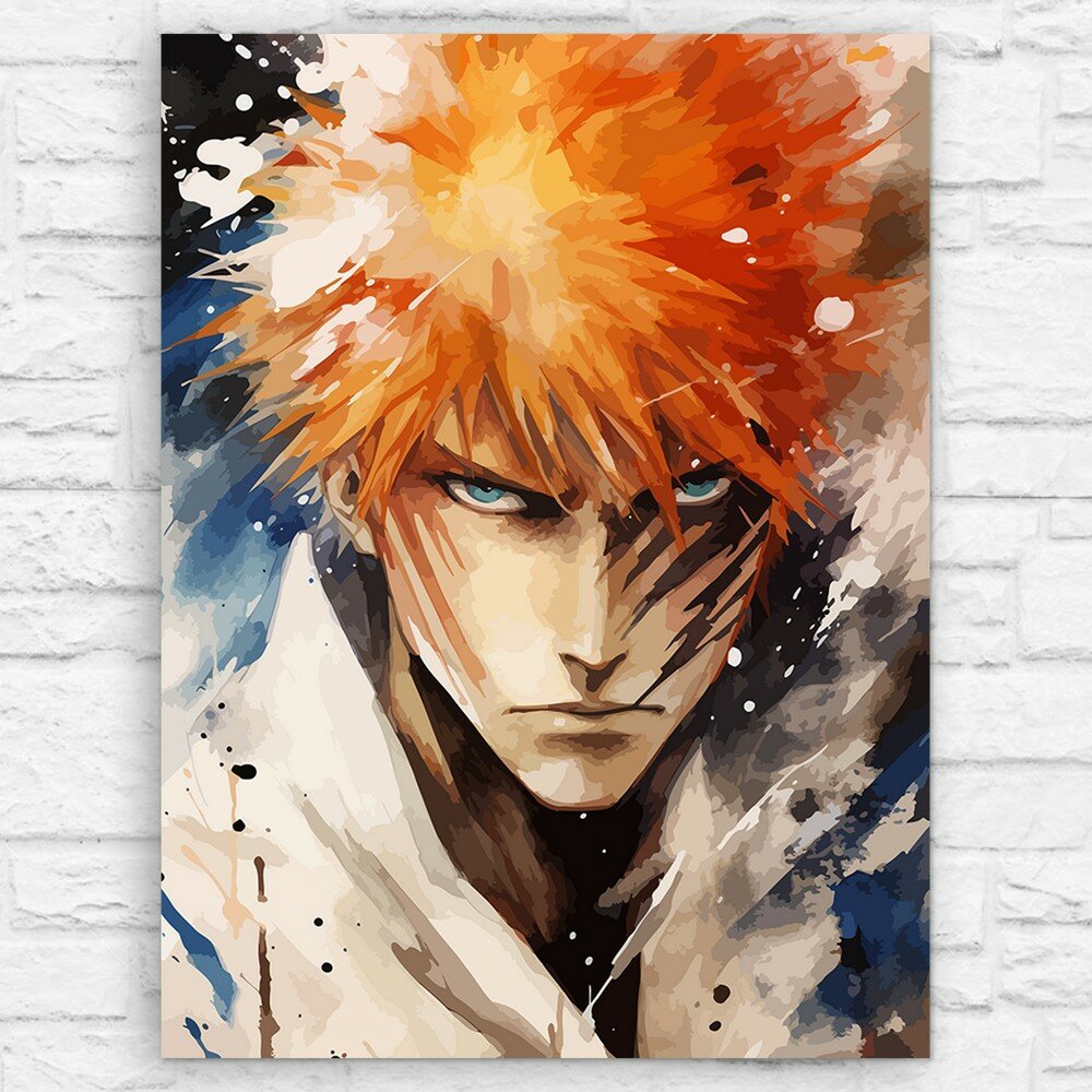 Картина по номерам на холсте аниме Блич (манга, Bleach, Ичиго Куросаки) - 14975 В 60x80