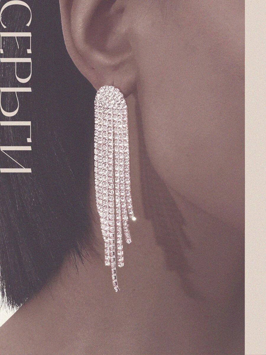 Серьги каффы, искусственный камень