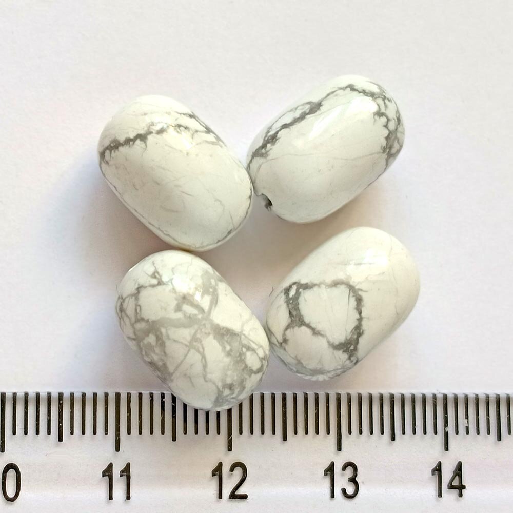 Натуральная бусина Кахолонг белый 0012223 бочонок 14х11 мм, цена за 2 шт.