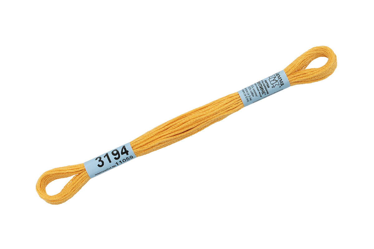 Мулине "Gamma" 100% хлопок 8 м №3194 желтый