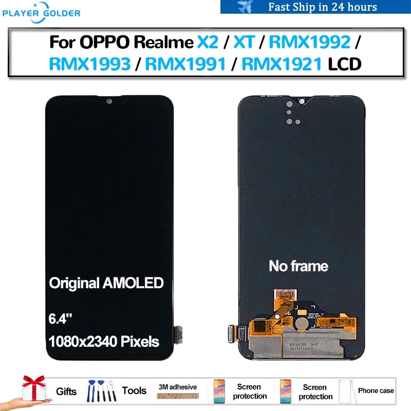 Оригинальный AMOLED для OPPO Realme X2 XT RMX1992 RMX1921 Pantalla, ЖК-дисплей, With frame X2