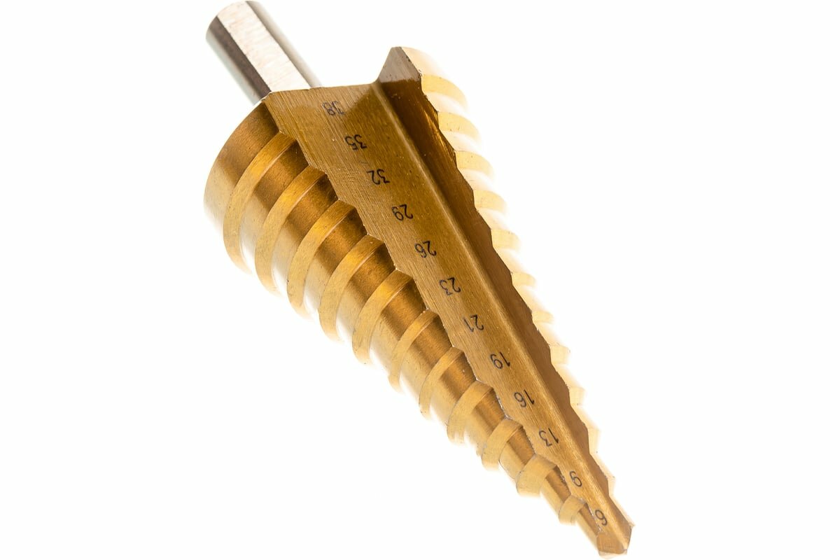 РемоКолор ступенчатое сверло по металлу 6-38 мм P6M5 шестигранный хвостовик 35-5-035