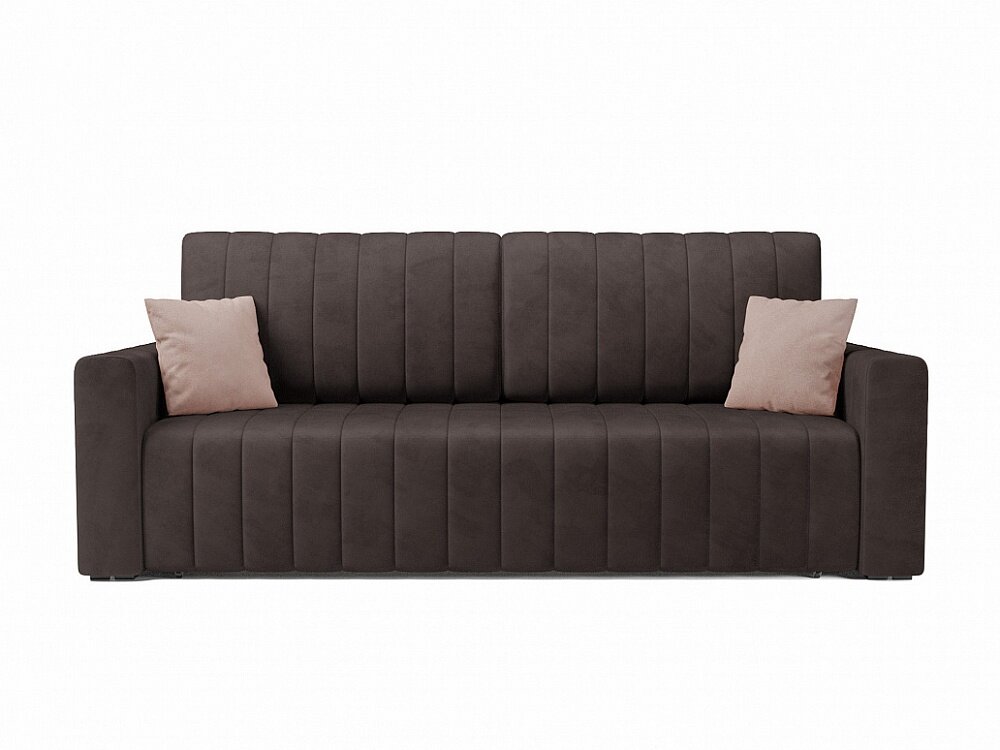 Прямой диван Лондон 2 Коричнево-Бежевый Микровельвет, еврокнижка, 241х104х91 см, с ящиком для белья