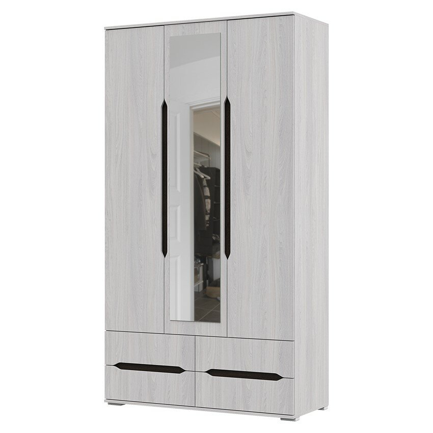 Шкаф 3х ств. с ящиками и распашными дверями 1200х2200х500мм, с зеркалом