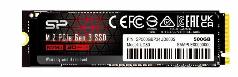 250 ГБ SSD M.2 накопитель Silicon Power M-Series UD80 SP250GBP34UD8005(SP250GBP34UD8005) - PCI-E 3.0, чтение - 3100 Мб/с, запись - 1100 Мб/с, 3D NAND
