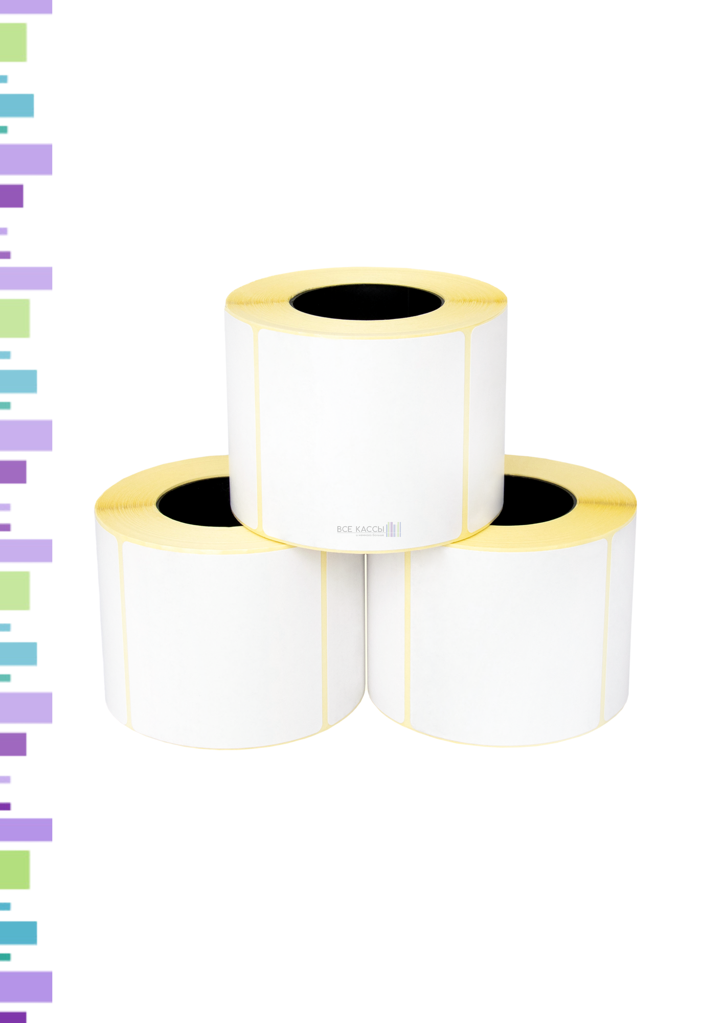 Термотрансферная этикетка полуглянец 58х60, 3 ролика (400 шт в ролике) втулка 40 мм упаковка