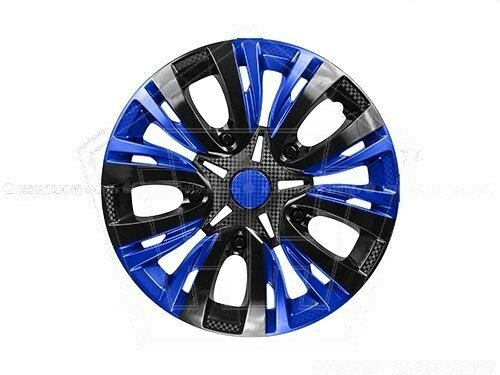 Колпаки декоративные (на пруж.) r-16 "лион" микс сине-черный, карбон (к-т 2 шт) (lw1663)