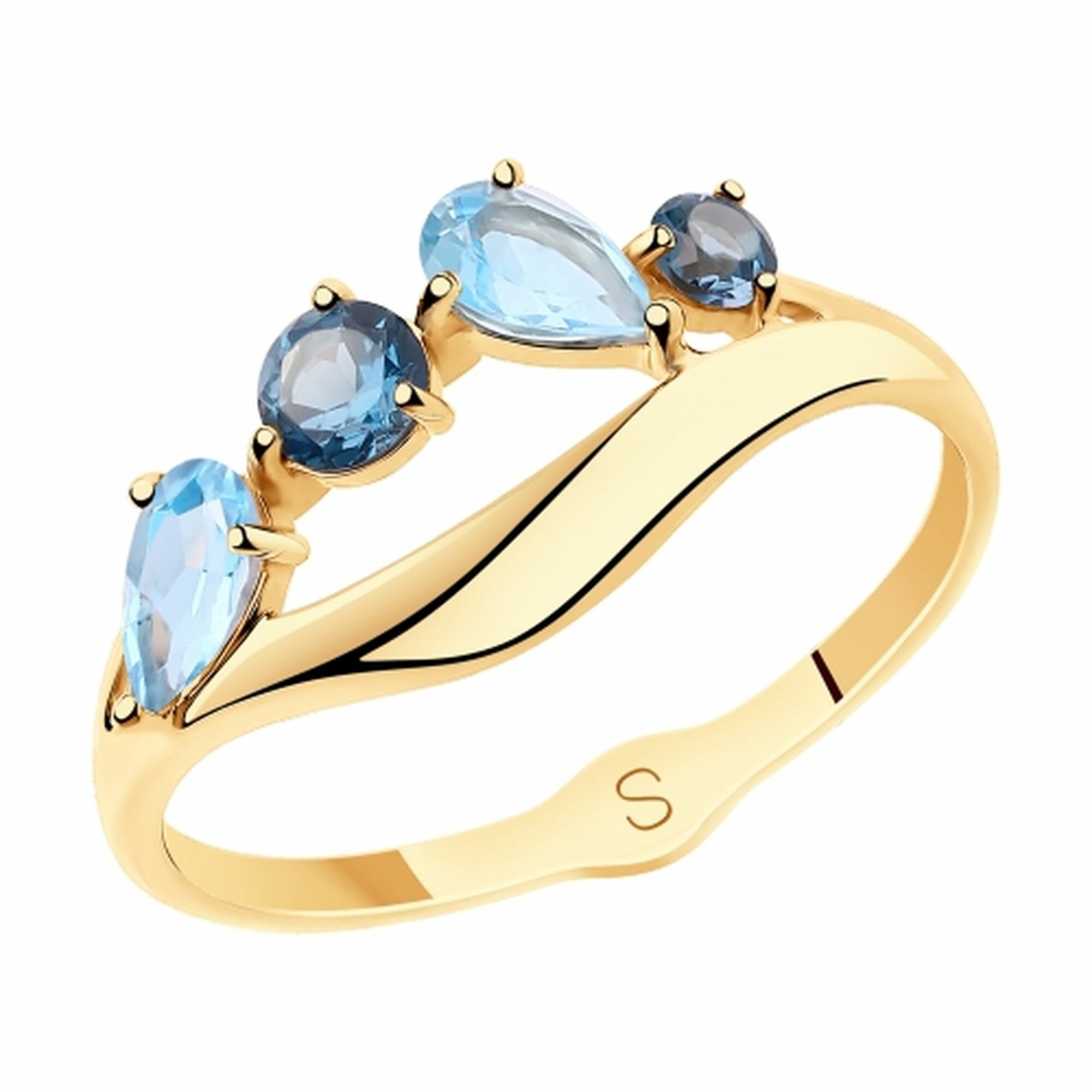 Кольцо, красное золото, 585 проба, Лондон топаз, топаз