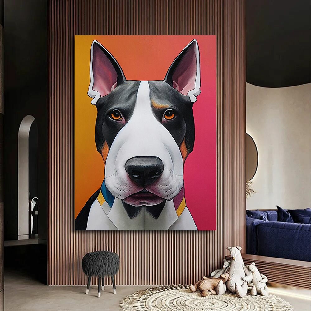 Картина "Бультерьер", 20x30 см, на подрамнике, на экологичных чернилах