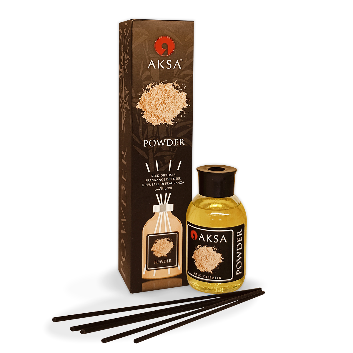 Ароматизатор для дома, Диффузор ароматический с палочками Aksa Powder (Пудра) 100мл