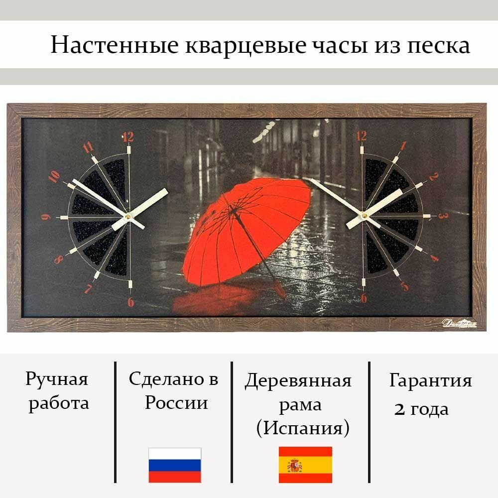 Часы-картина Династия 03-743 Красный зонт, коричневый багет