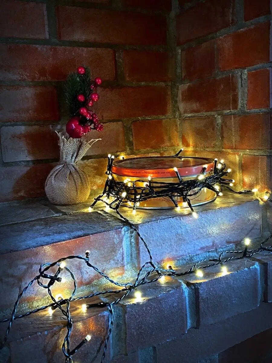Гирлянда SHLights, 120 LED, уличная, 12м, 8 режимов мигания, на батарейках, теплый белый (LD120-GWW-BO)