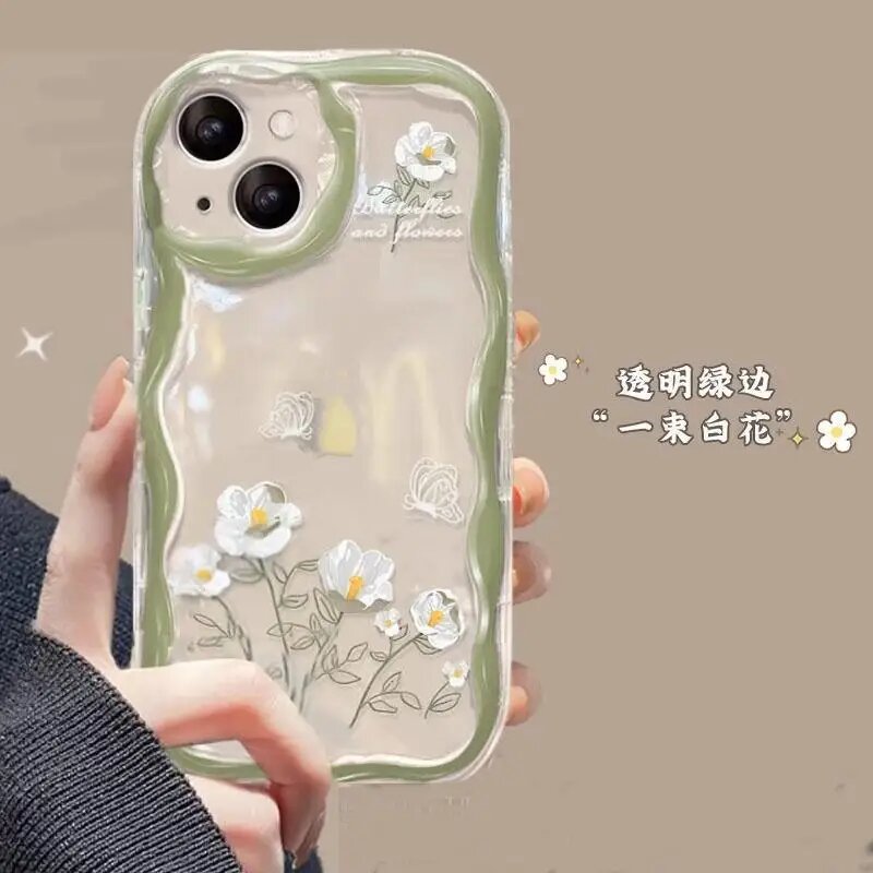 Для Redmi Note 14 Pro 5G 4G Flowers Чехол Redmi Note 14 13 Pro Plus 14C 12 13 13C Чехол Fundas Coque Camera Protector Волнистый чехол
