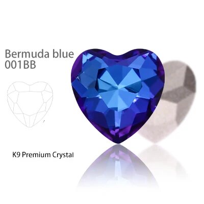 Хрустальное сердечко Bermuda blue, 10 мм