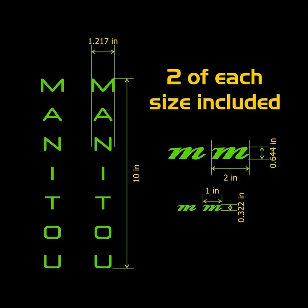 Наклейки Manitou, зеленые, MTB, 2 размера