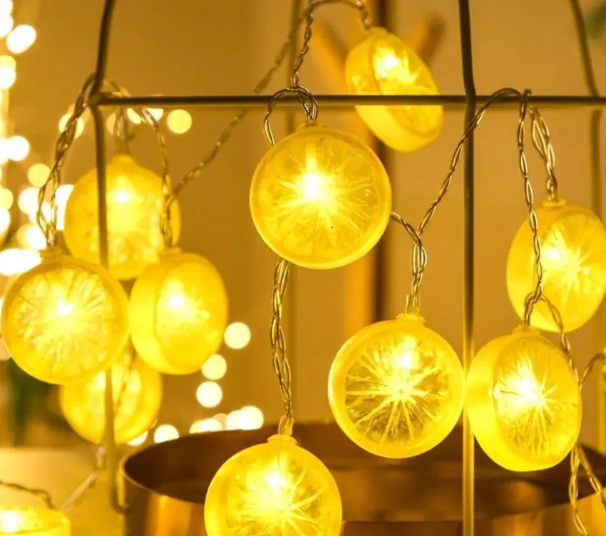 Гирлянда электрическая Лимоны 4 метра, 220в/Новогодняя гирлянда лимоны