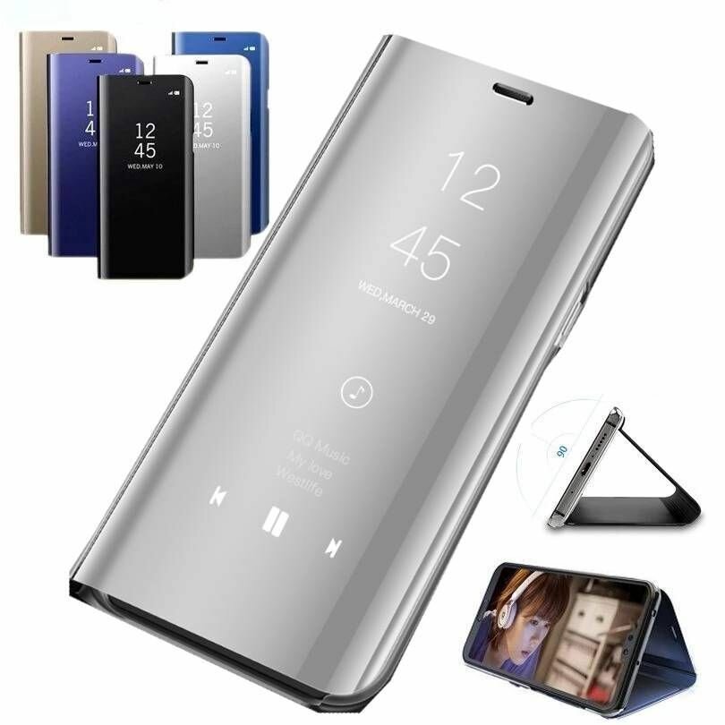 Чехол на Huawei Honor X9d/ Чехол Хонор Х9d: Умный зеркальный и Прозрачный с складной, Чехлы для телефонов(Золотой)