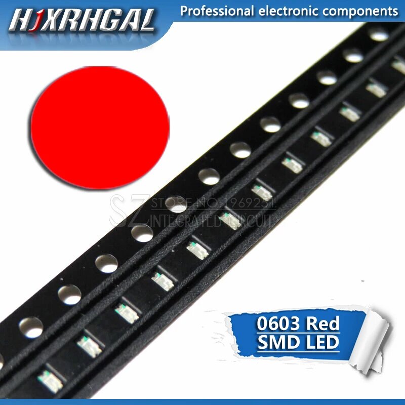 100шт. Светодиоды 0603 Red SMD LED