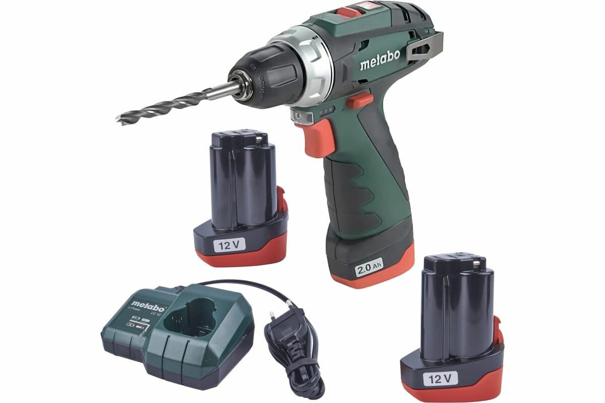 Аккумуляторный винтоверт Metabo POWERMAXX BS 600984000, с подсветкой, 2 аккумулятора