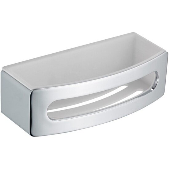 Полка для ванны Keuco 11658010000 ELEGANCE из 2-х частей: металлическая корзинка и вынимающаяся пластиковая вставка, хром / белый