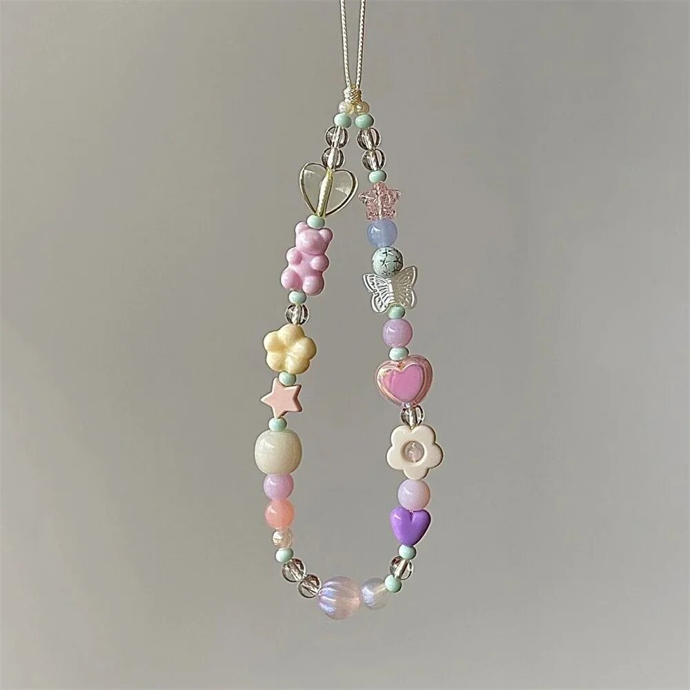 Корейский милый 3D Цветочный медведь телефонный шнурок для iPhone Samsung Женская цепочка подвеска конфетная Веревка ювелирные изделия подвеска брелок