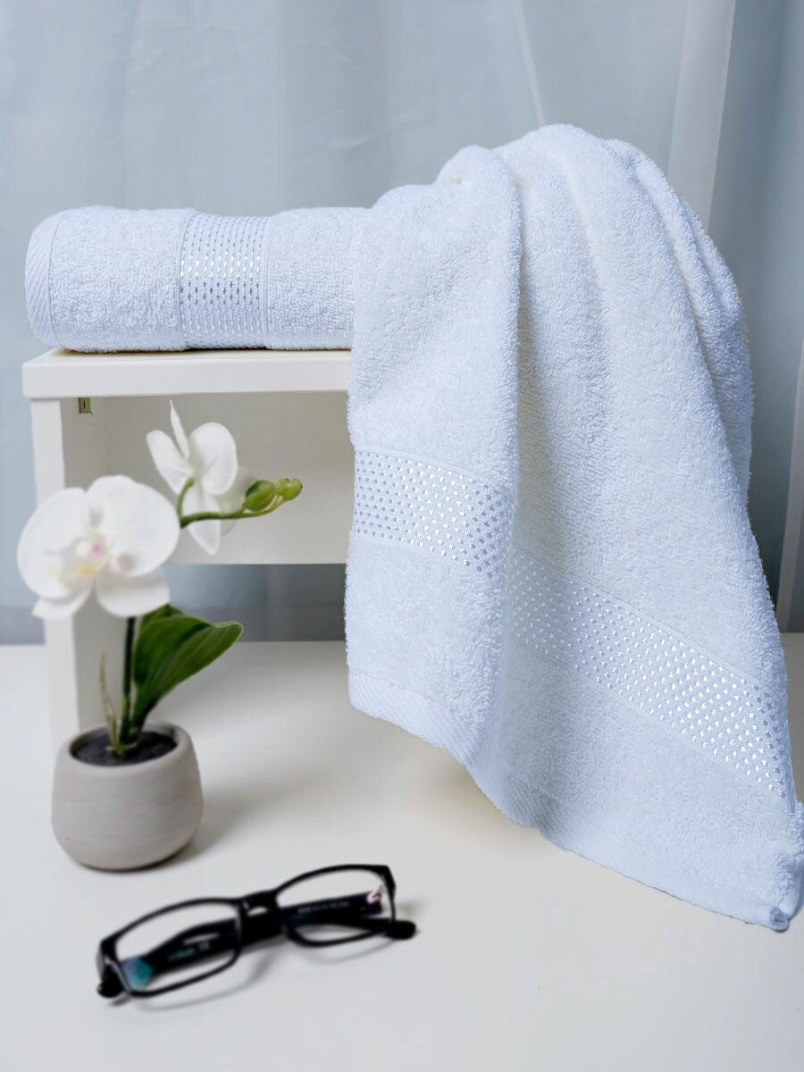 SAFIA HOME Crystal Махровое полотенце, 70х135, цвет белый 1 шт