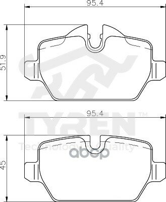 Колодки тормозные дисковые BMW 1 (E81, E87) 04>, 3 (E90) 04> TYREN арт. TYR1210621