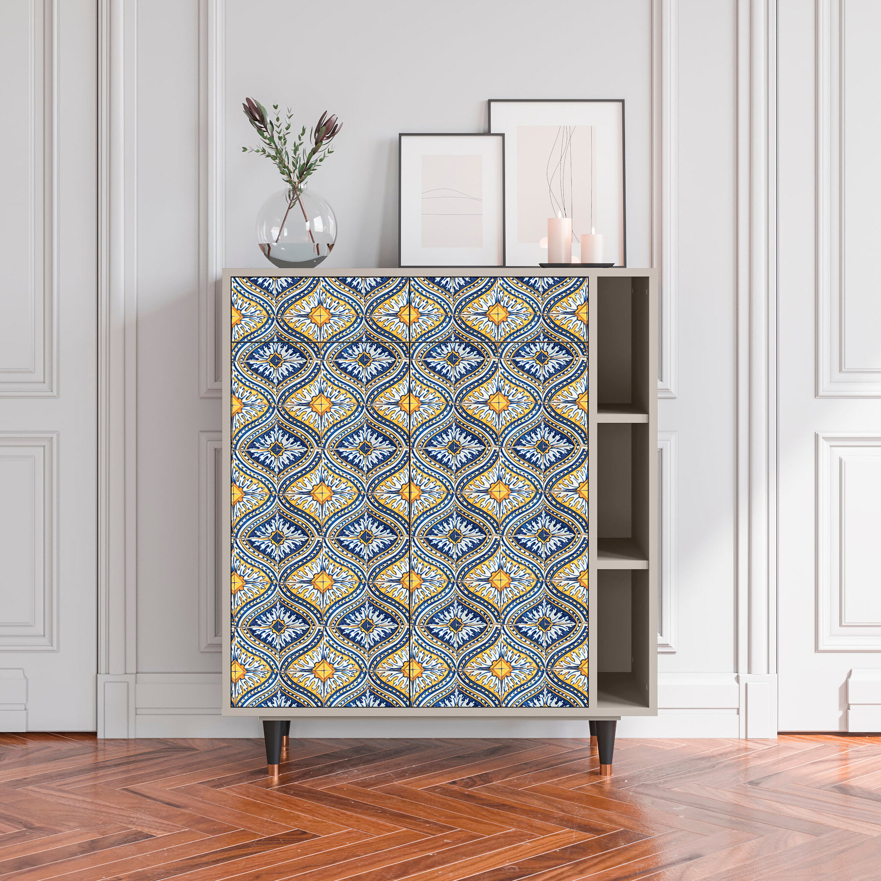 Комод - STORYZ - BS6 Illusory Pattern, Размер - 94 x 110 x 41 см, Цвет корпуса - , Сатин