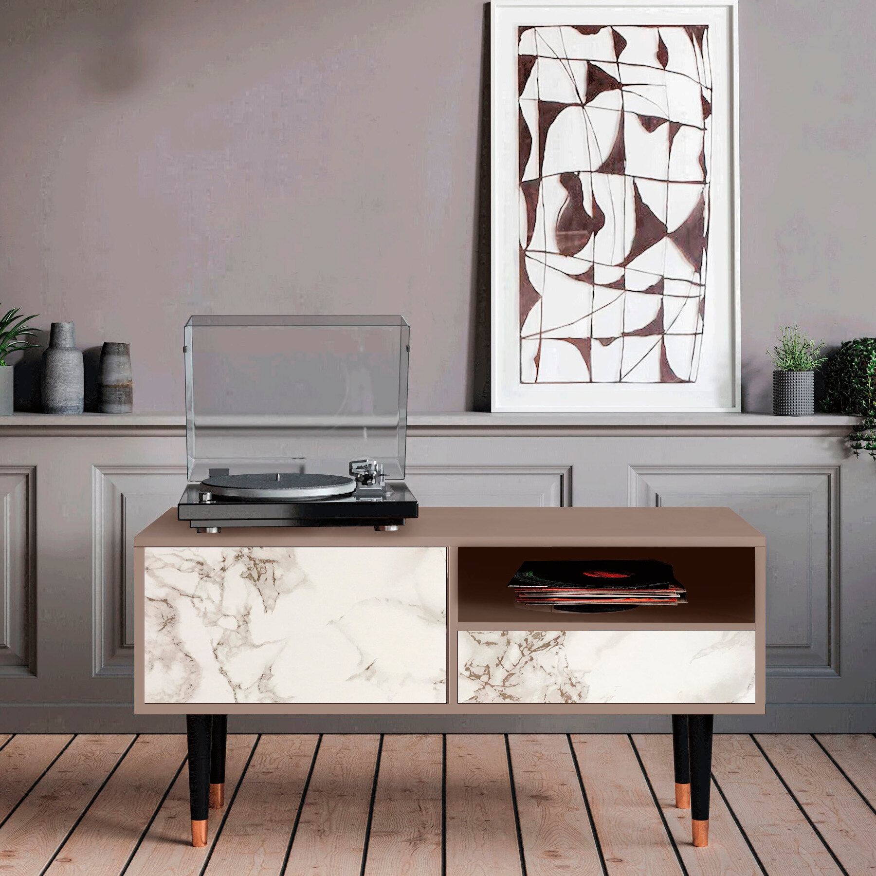 ТВ-Тумба - STORYZ - T3 Milk Marble, Размер - 115 x 59 x 48 см, Цвет корпуса - , Бежевый