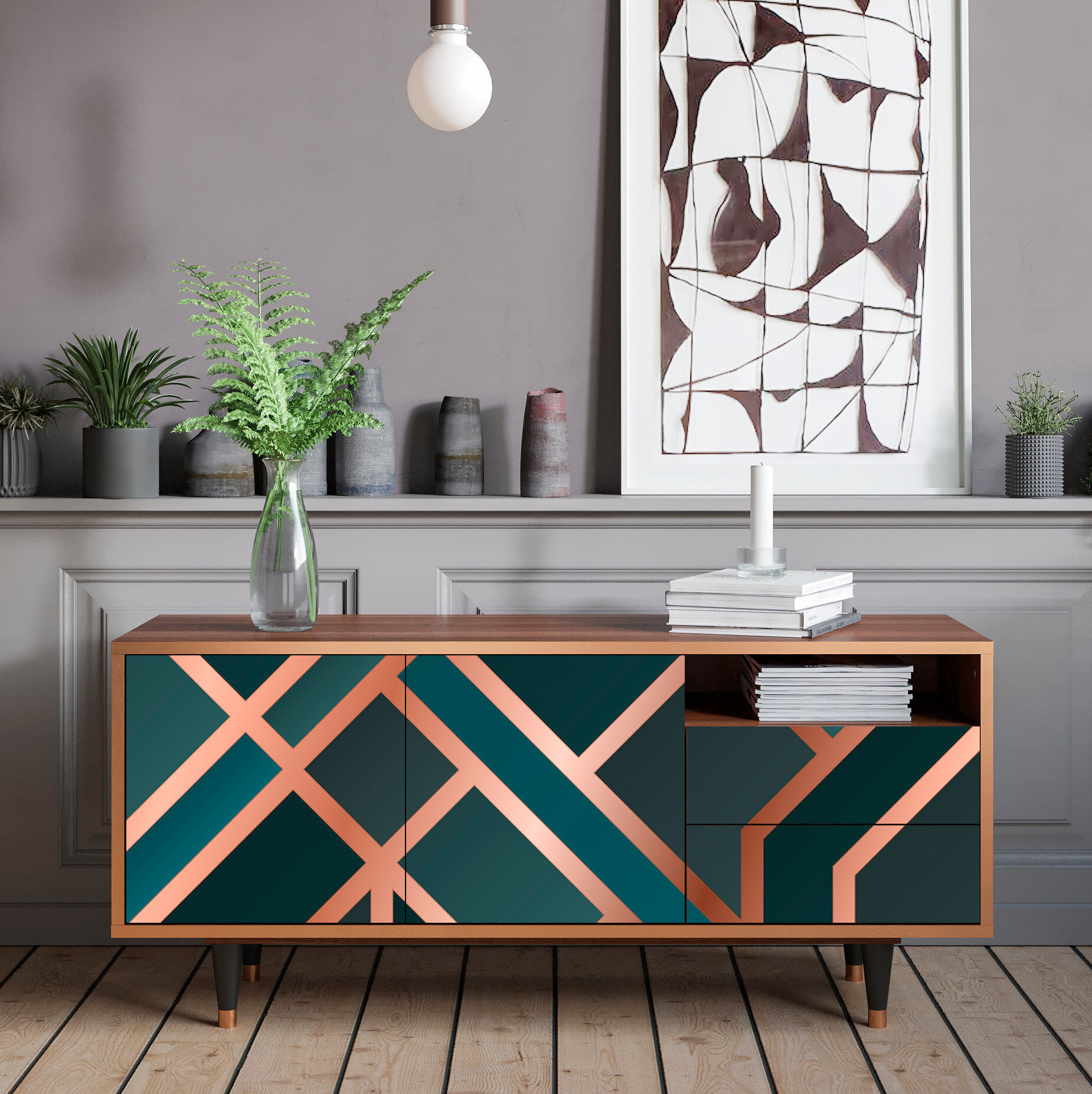 ТВ-Тумба - STORYZ - T7 Bronze Crossroad, Размер - 125 x 56 x 41 см, Цвет корпуса - , Орех
