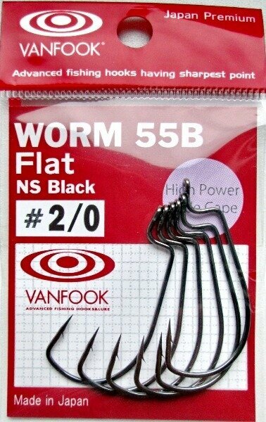 Vanfook Крючки рыболовные офсетные Worm-55B Flat #3/0 NS black, 5 шт/уп
