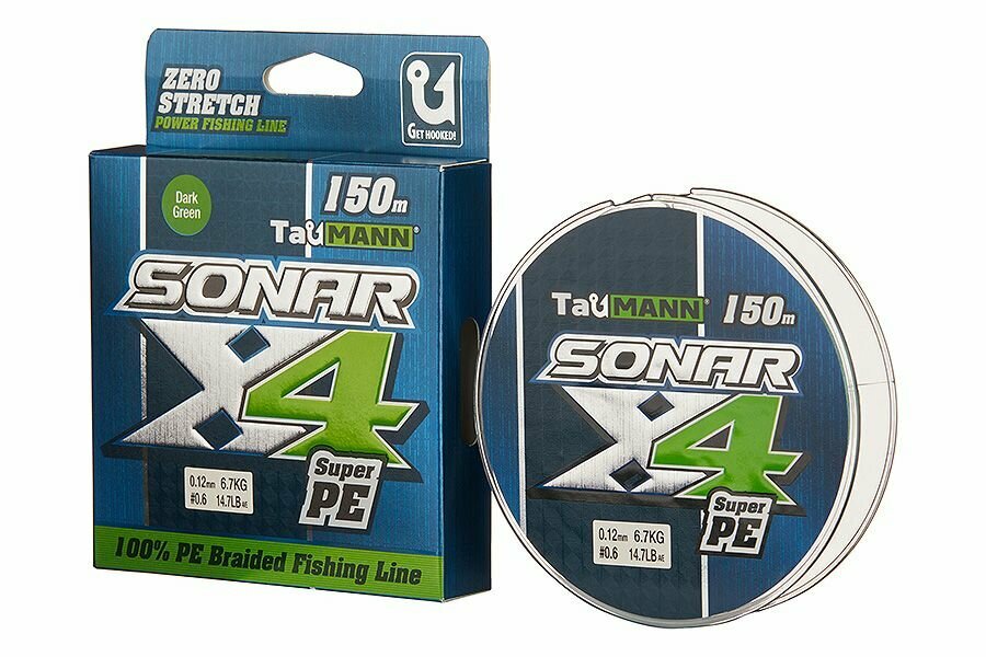TauMANN Леска плетёная Sonar PE X4 150m #0.6 (0.12mm) Dark Green