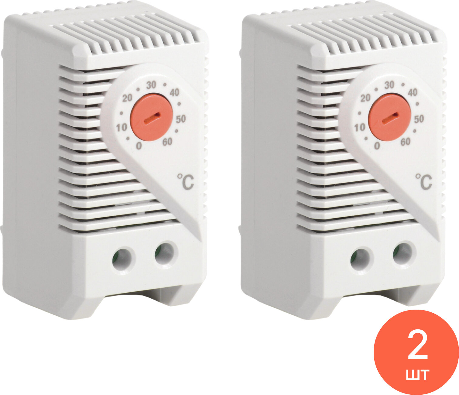 Термостат IEK / ИЭК УККт NC электронный для управления вентиляторами или нагревателями 60х33х43мм, 16А 240В, IP20 / терморегулятор (комплект из 2 шт)