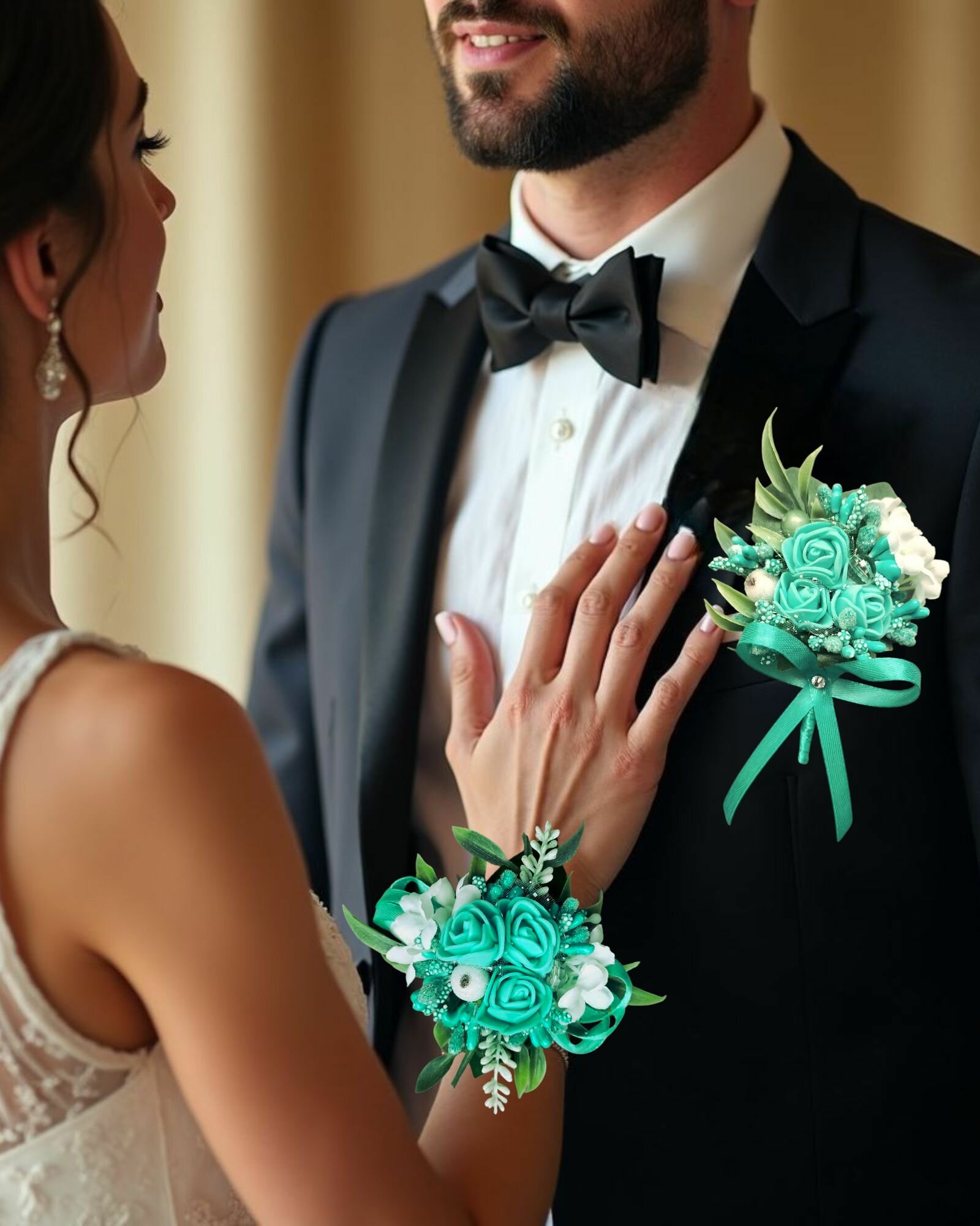 Комплект: бутоньерка и браслет для свидетеля и свидетельницы и для невесты и жениха