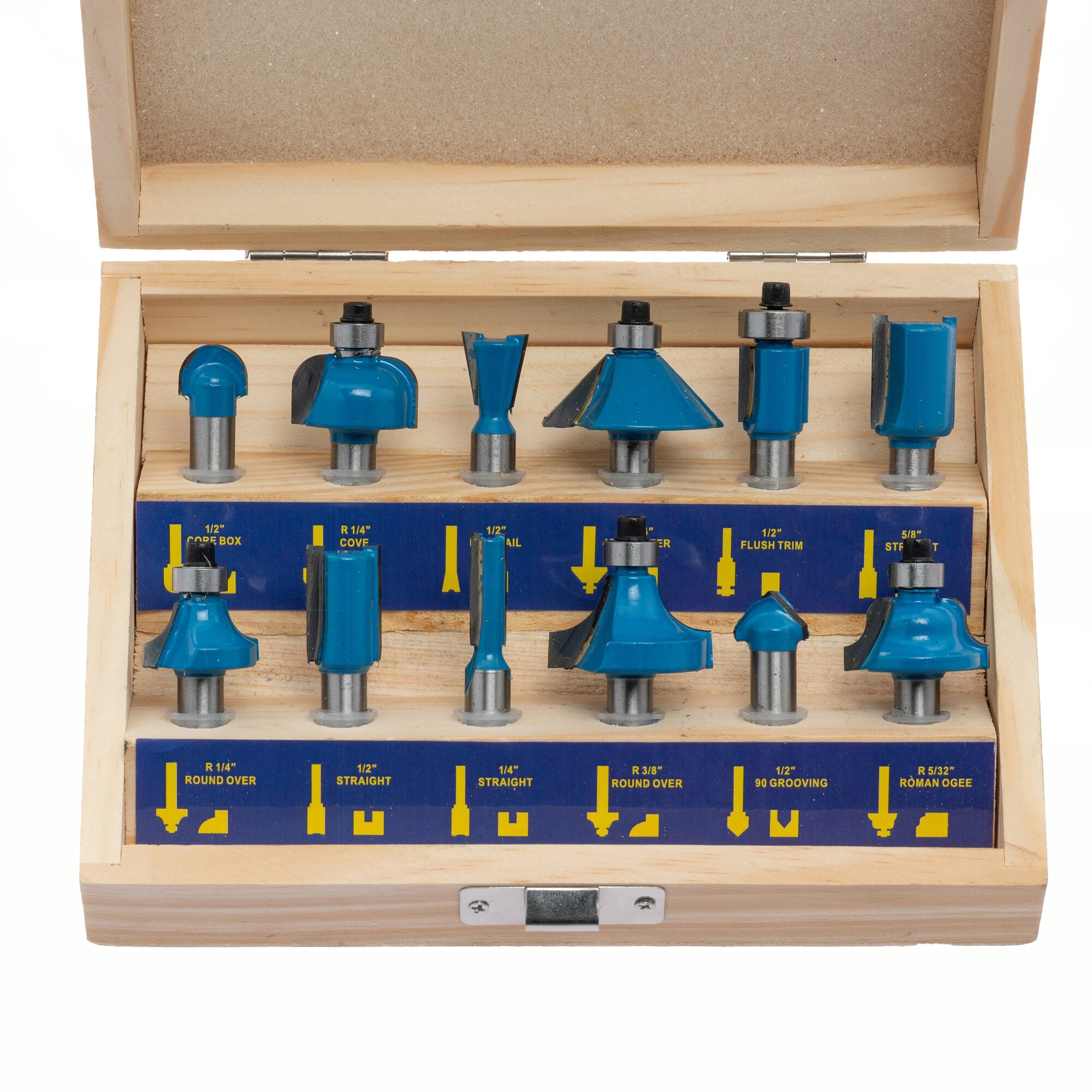 Набор фрез по дереву 12 предметов, хвостовик 8 мм (b2) TORGWIN T314059