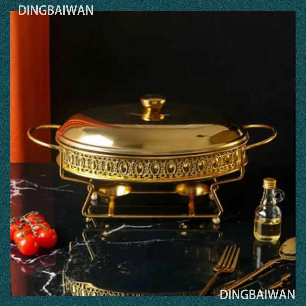 Овальный мармит с подогревом от свечи 3 л стильная сервировка и поддержание температуры блюд от свечи овальный из нержавеющей стали 3 литра