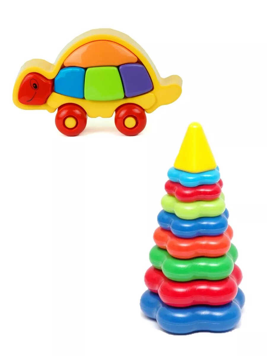 Сортер для малышей логическая Черепашка + Пирамидка большая