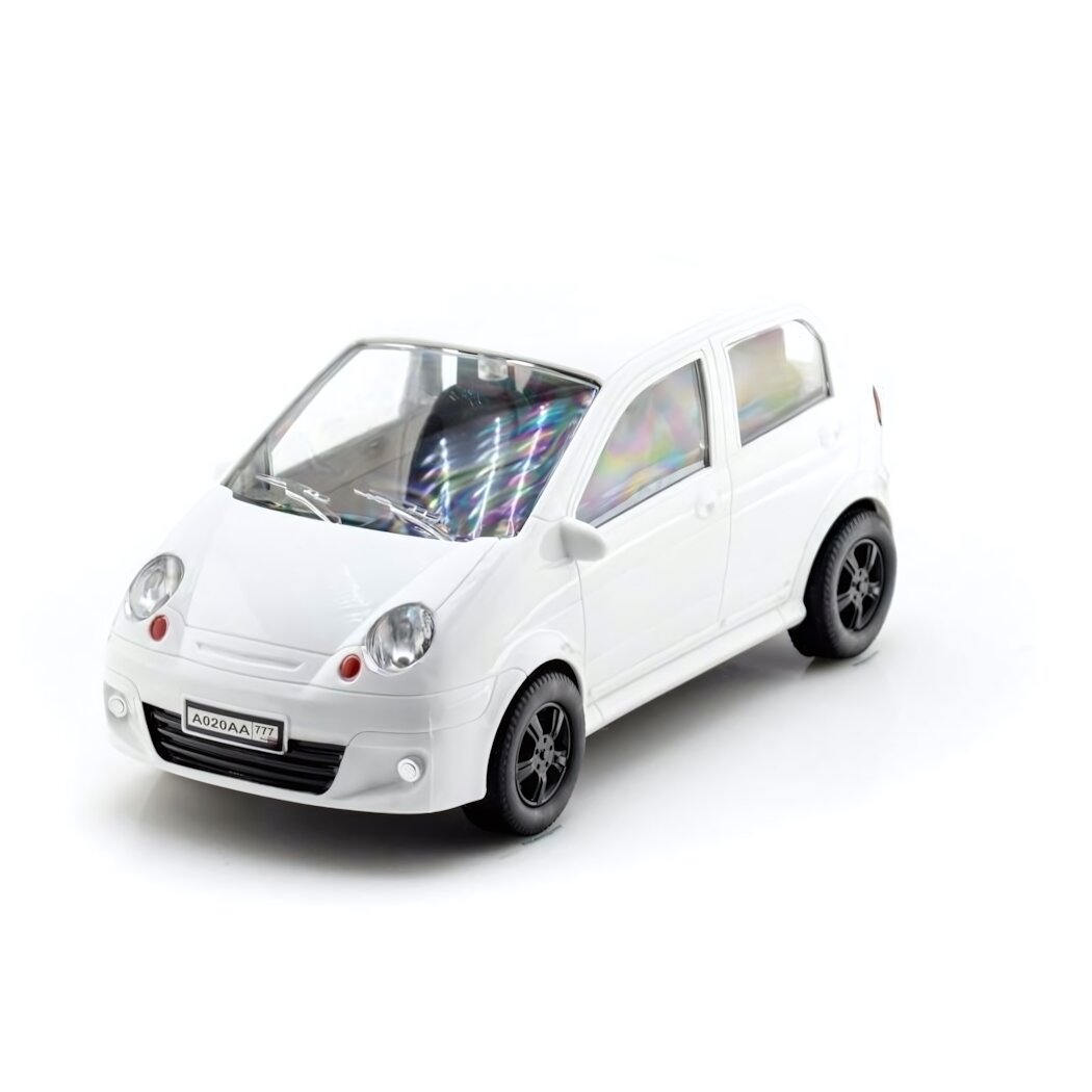 Игрушечная машинка инерционная Хэтчбек, 25см, белая/желтая, с прозрачными окнами