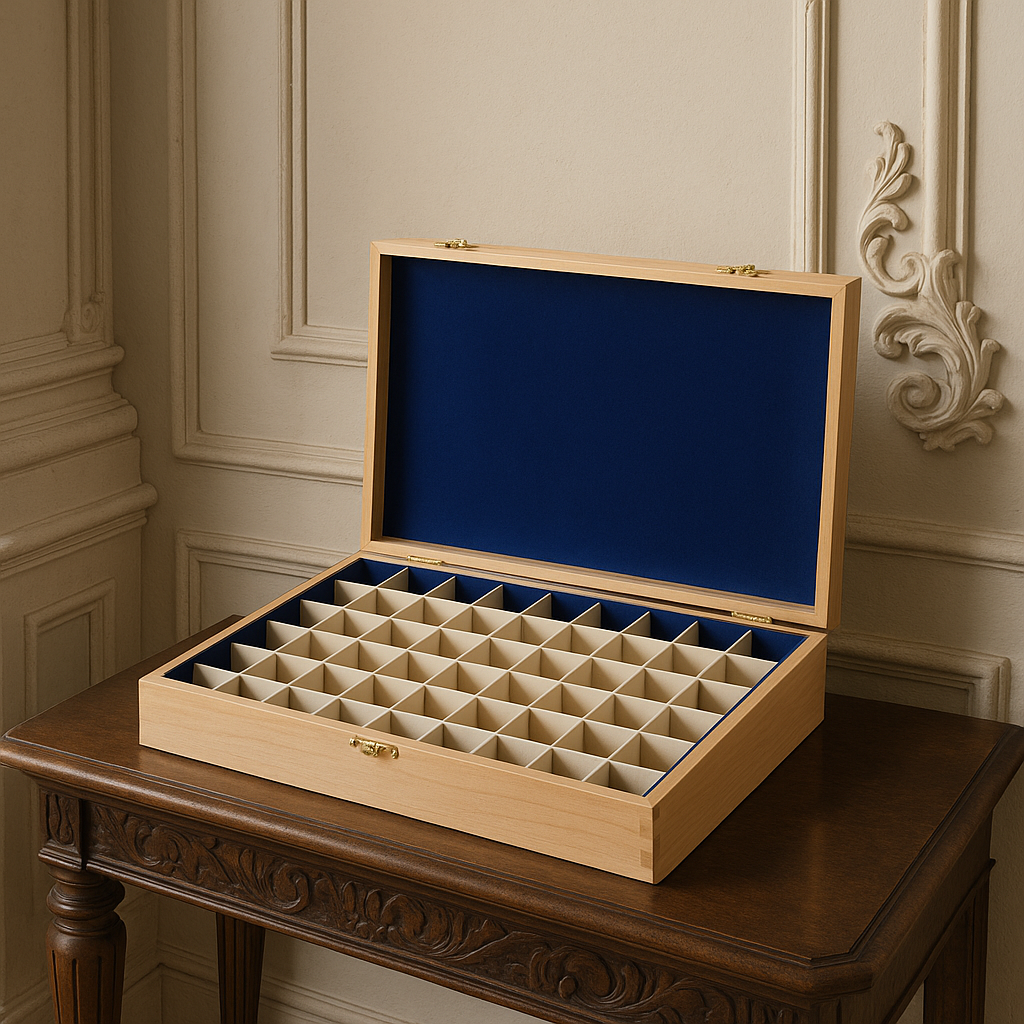 Шкатулка для декупажа и росписи 63*30*8 на 55 ячеек с внутренним покрытием флока