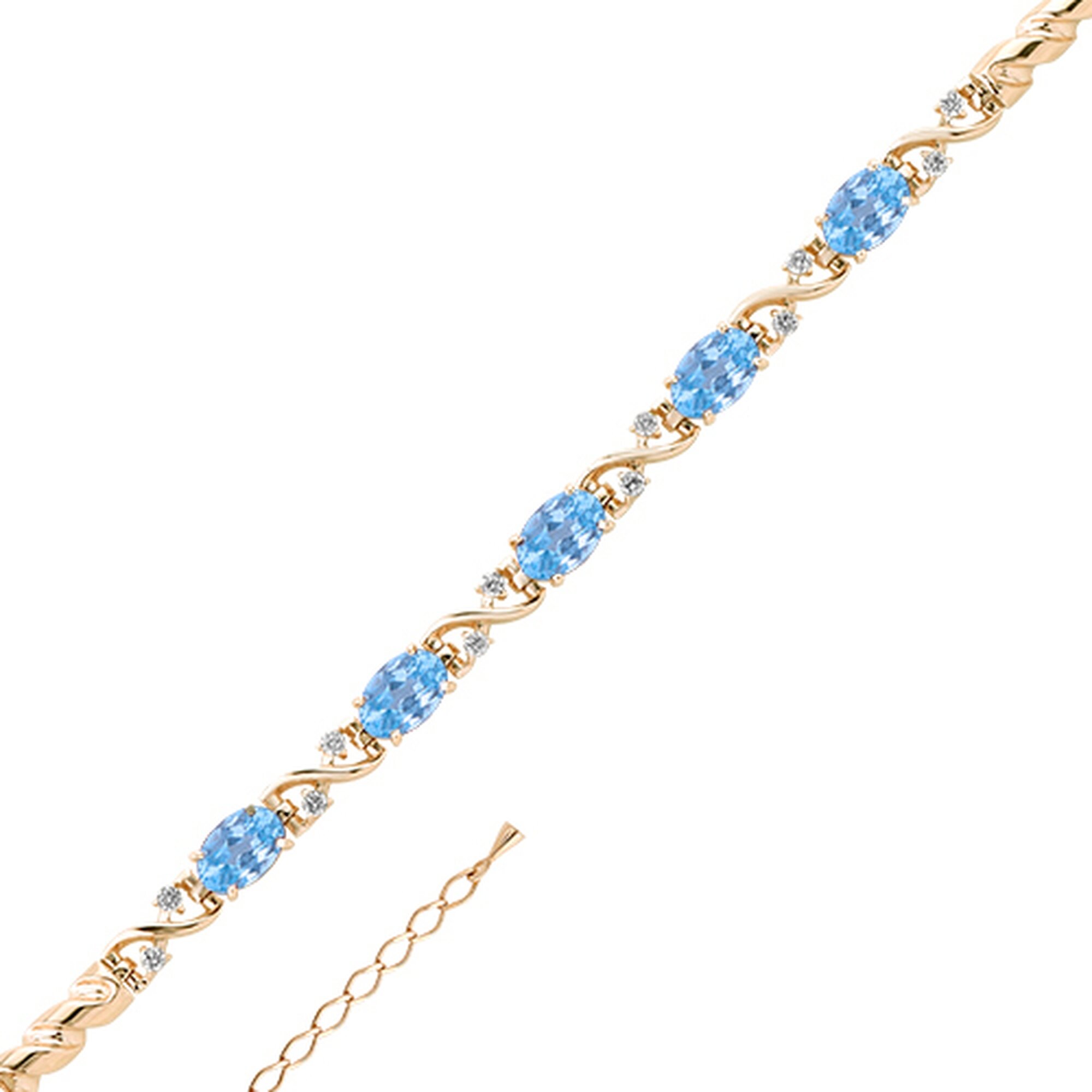 Браслет, красное золото, 585 проба, топаз, фианит