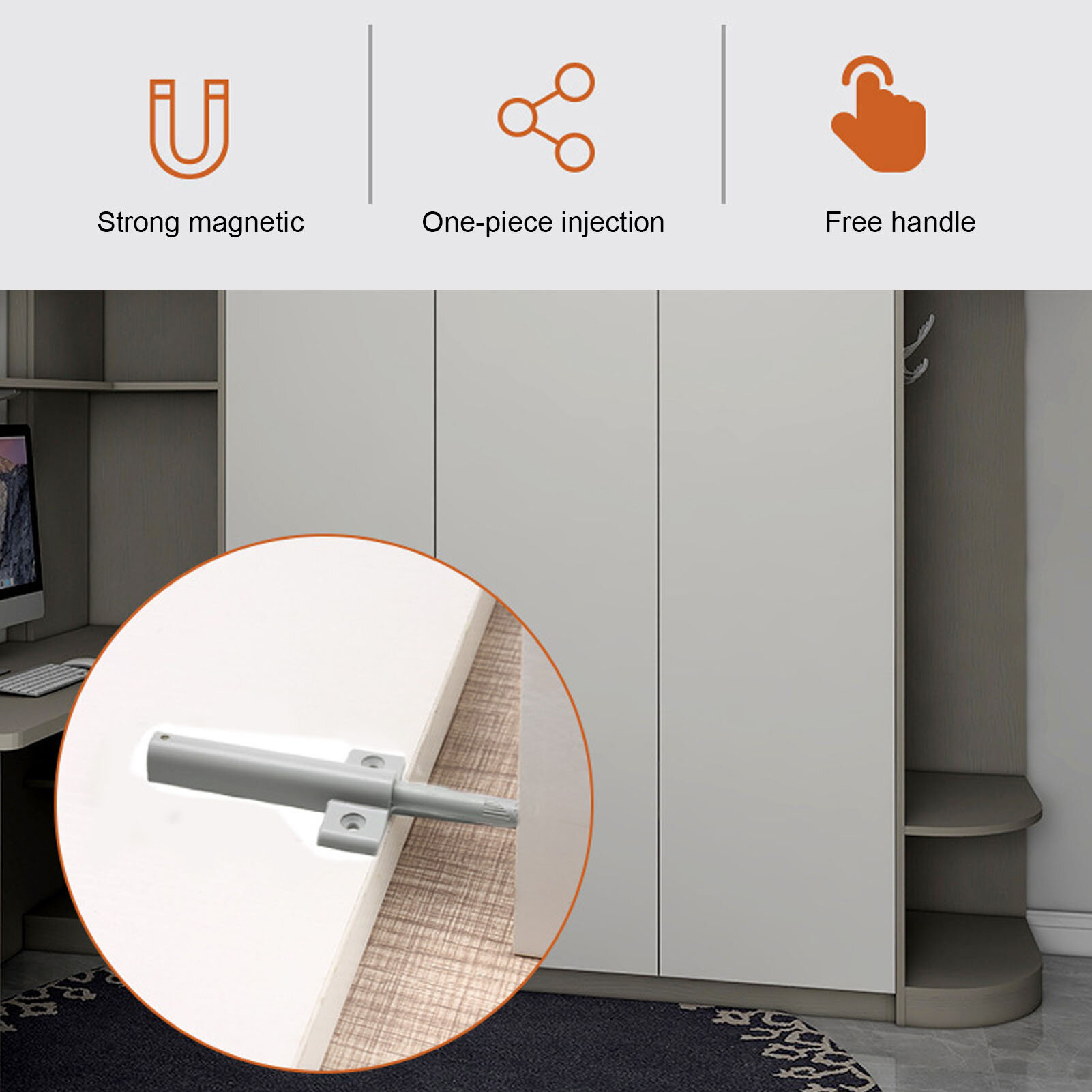 Регулируемый дверной демпфер 30 50N, устройство отскока двери с защелкой для кухонного шкафа, шкафа