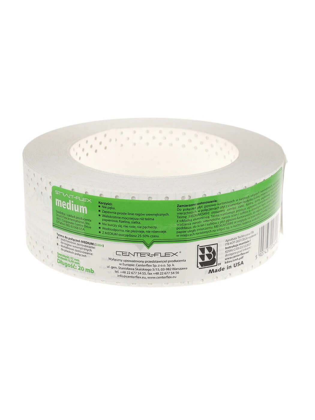 Лента армирующая Strait-Flex Medium зеленая толщина 0,54мм (57мм*10м)