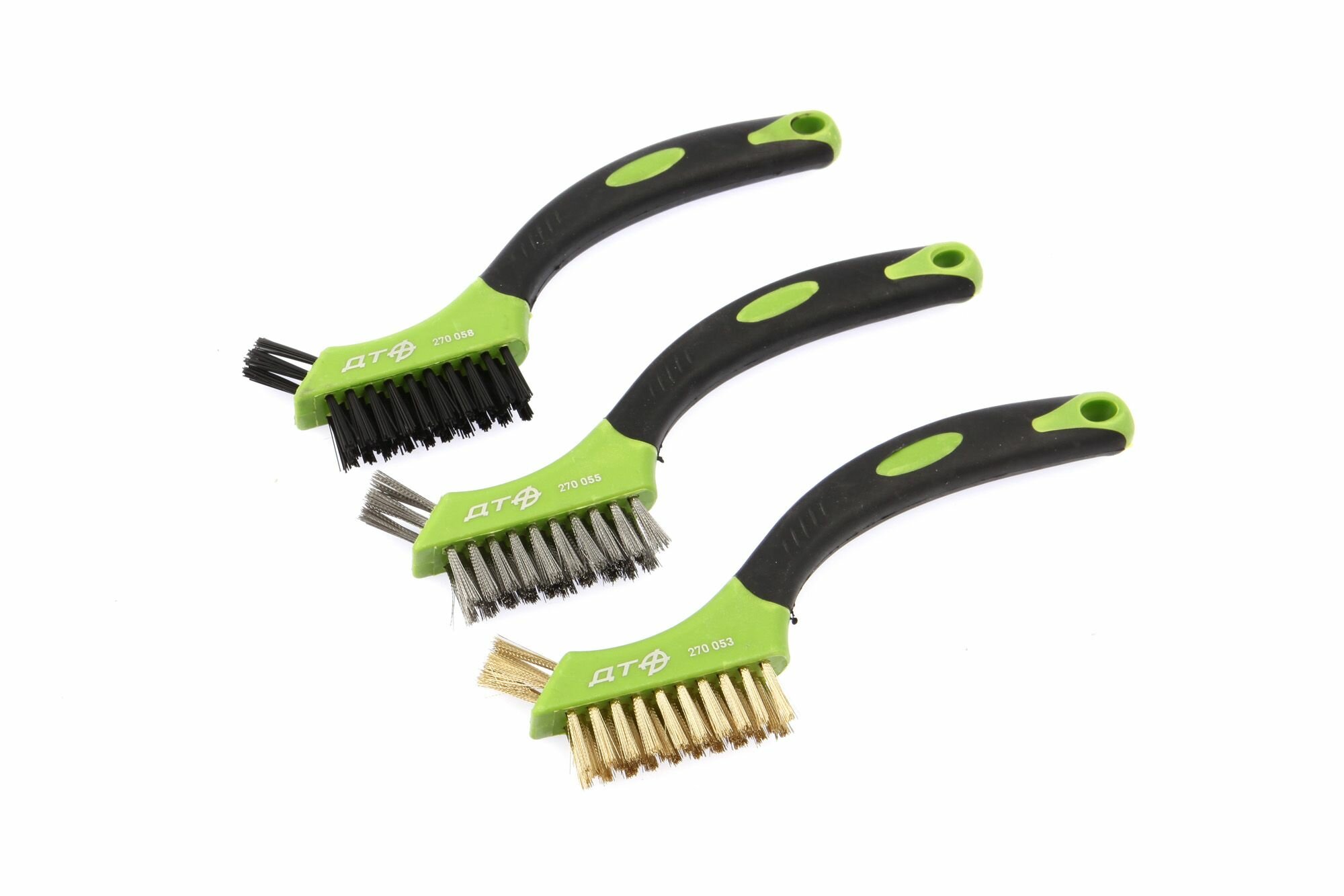 Набор щёток-мини с прорезиненными рукоятками (латунная, нержавеющая сталь, нейлоновая), 3 штуки 270059 Дело Техники