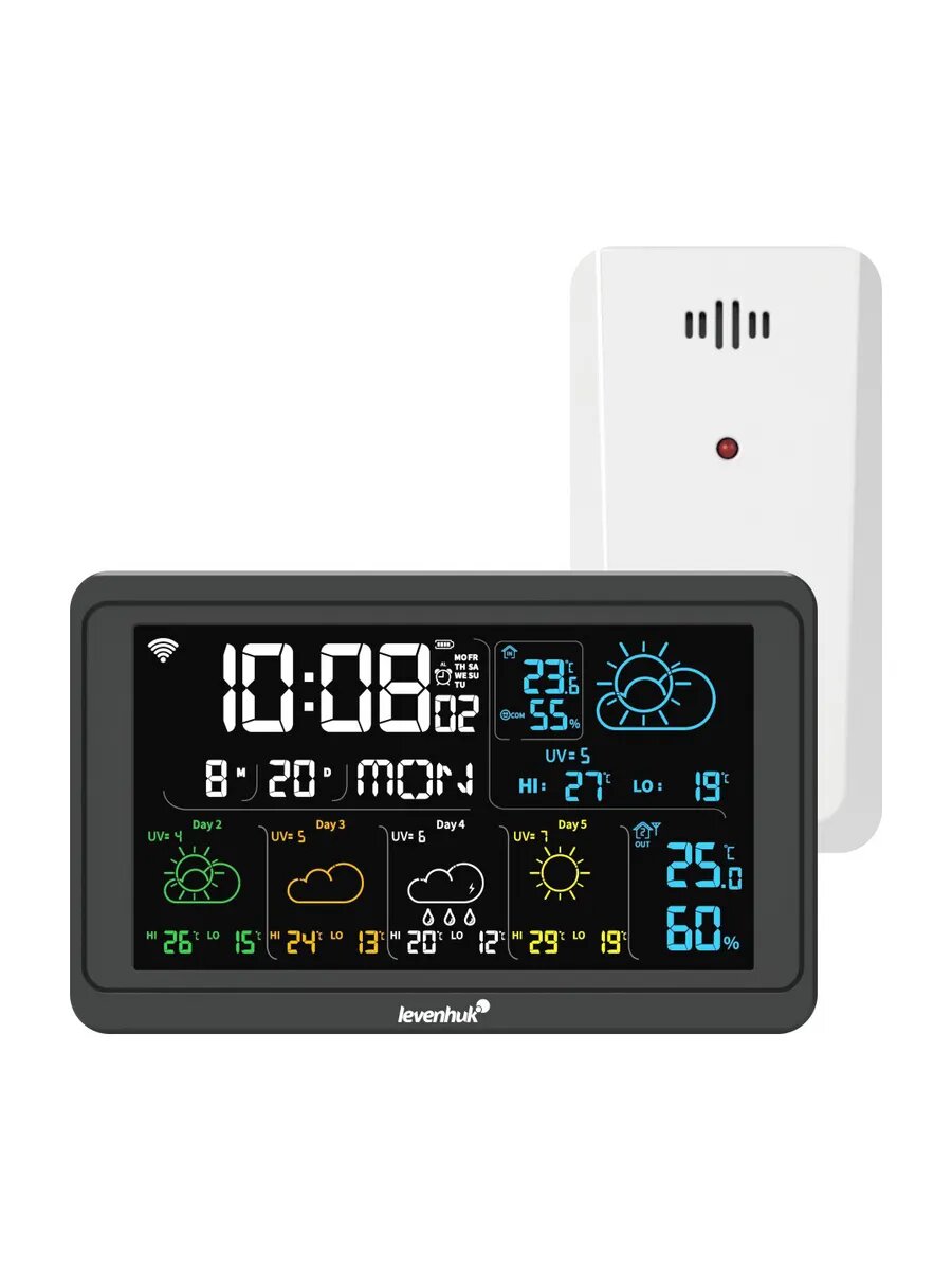 Метеостанция Levenhuk "Wezzer PLUS" LP80, с прогнозом погоды, настольная, белая