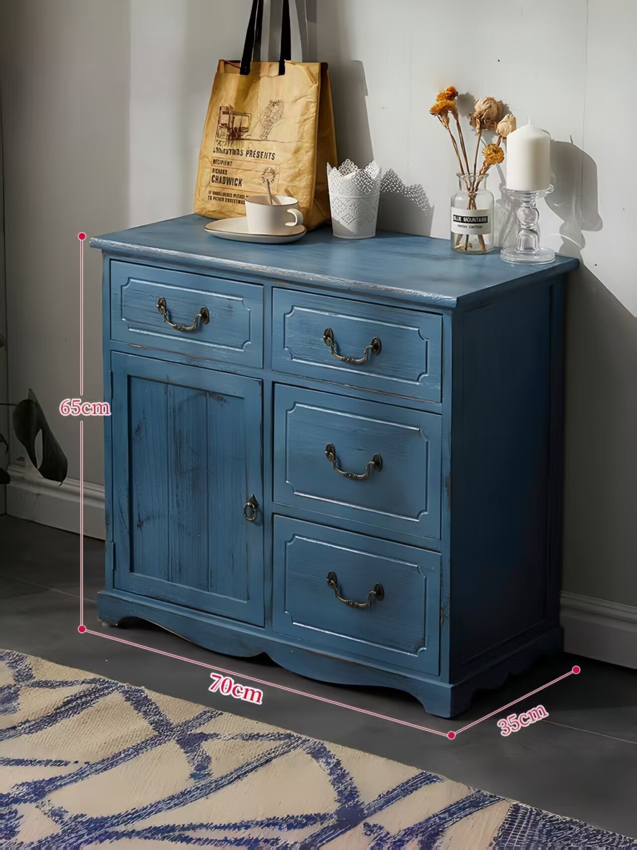 Комод из цельного дерева, простое хранение в стиле ретро, многослойный