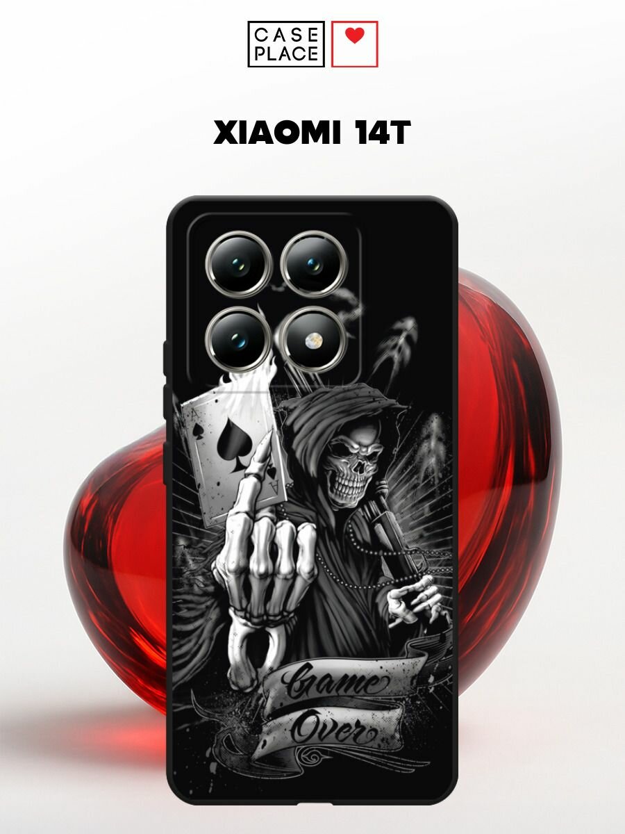 Черный матовый чехол на Xiaomi 14T / Сяоми 14Т с принтом Конец игры