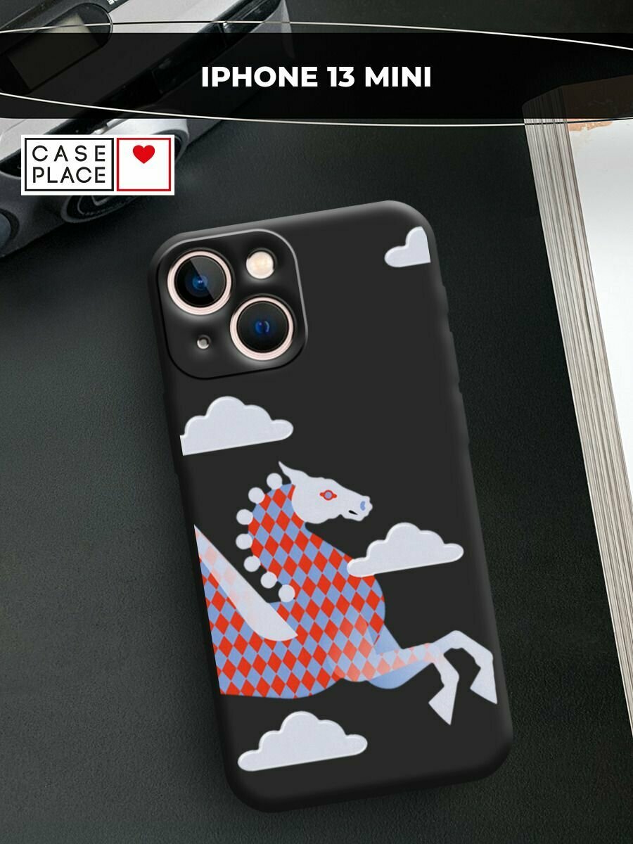 Чехол на Apple iPhone 13 mini / Айфон 13 Мини с принтом Лошадь в ромбик 2